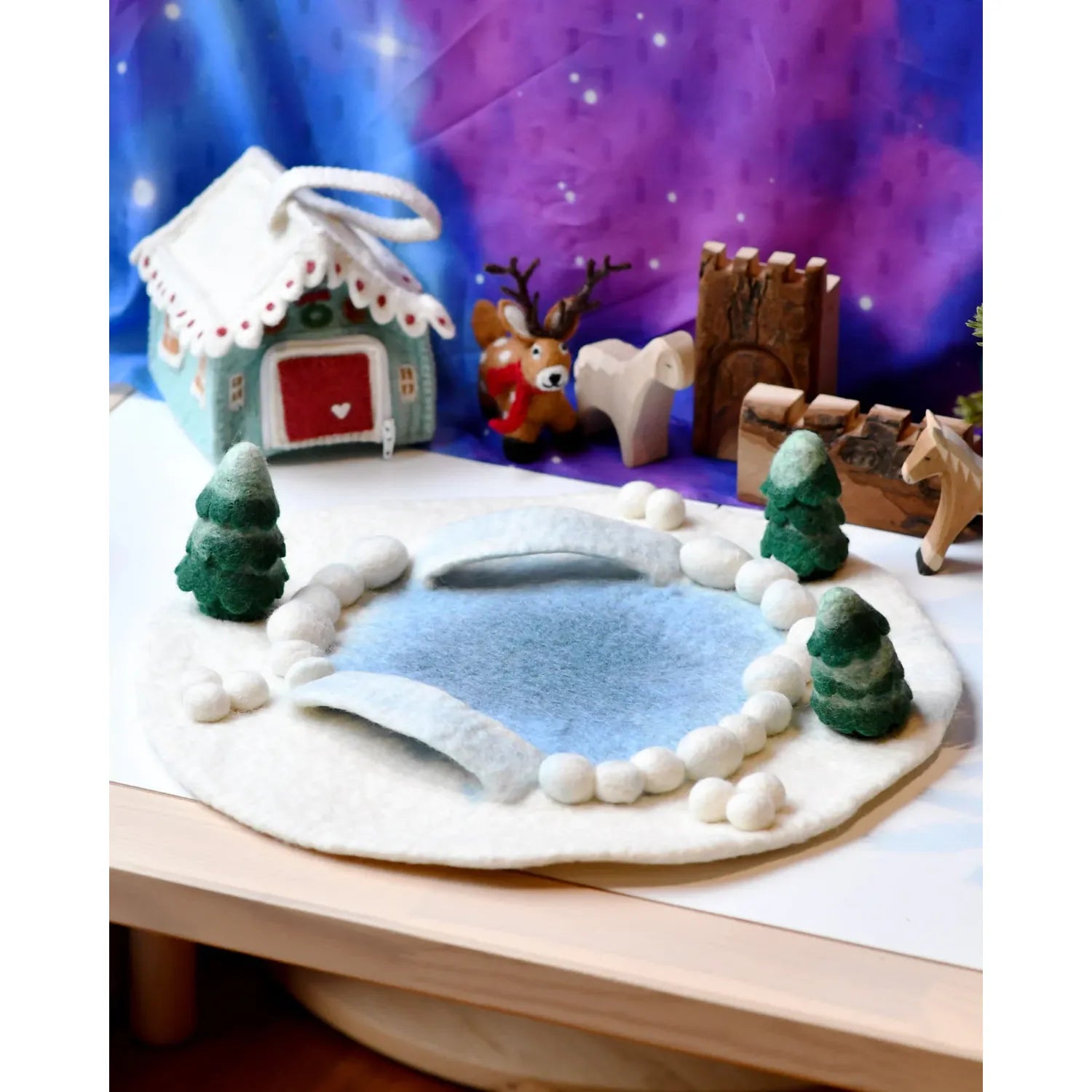 Felt Play Mat Playscape - Snow Ice Rink – Cherry Tree Lane Toys